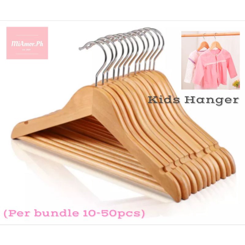 (Per Bundle/Pack) Kids Wooden Hanger Child Hanger Clothes Organizer ...