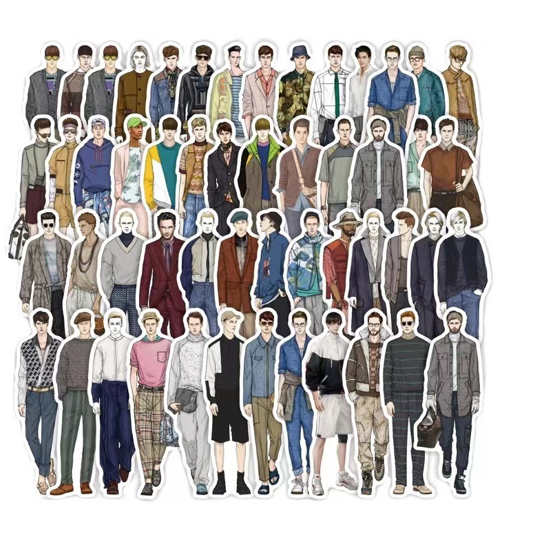 xs572-50pcs fashion catwalk male model graffiti waterproof sticker ...