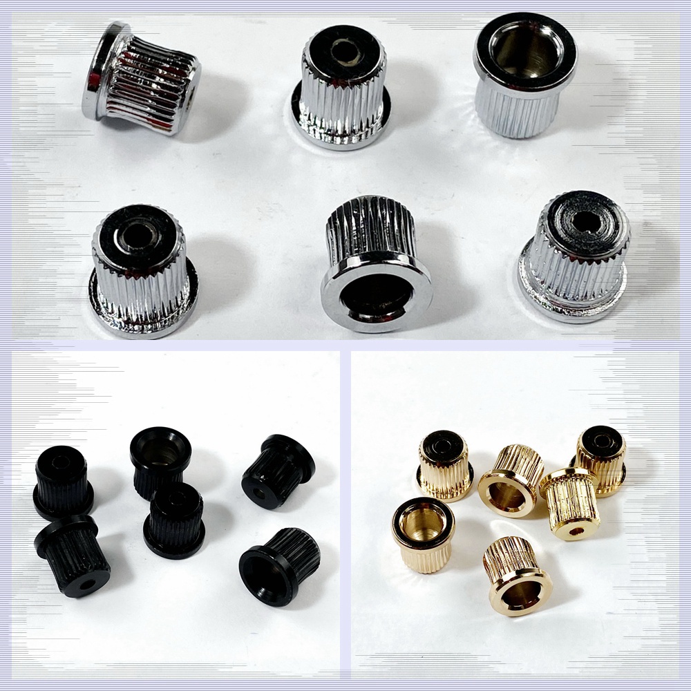 6 x Chrome/Black/Gold String Ferrules for Tele String Thru Guitar ...