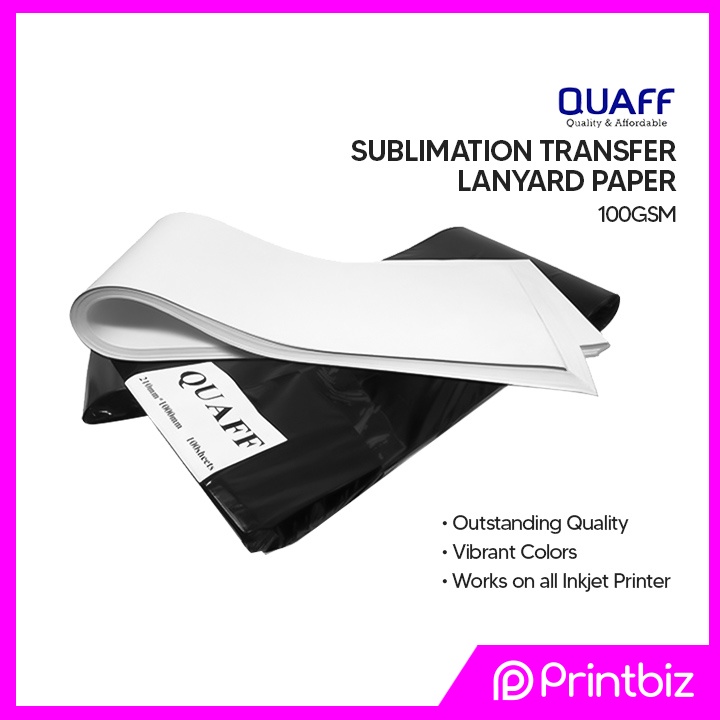 QUAFF Sublimation Lanyard Paper for ID Lace Printing (100 Sheets/Pack ...