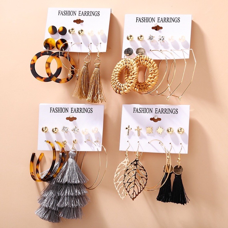 Random Design Tassel Earring Set Bohemian Earrings Women Jewelry Accessories Shopee Philippines