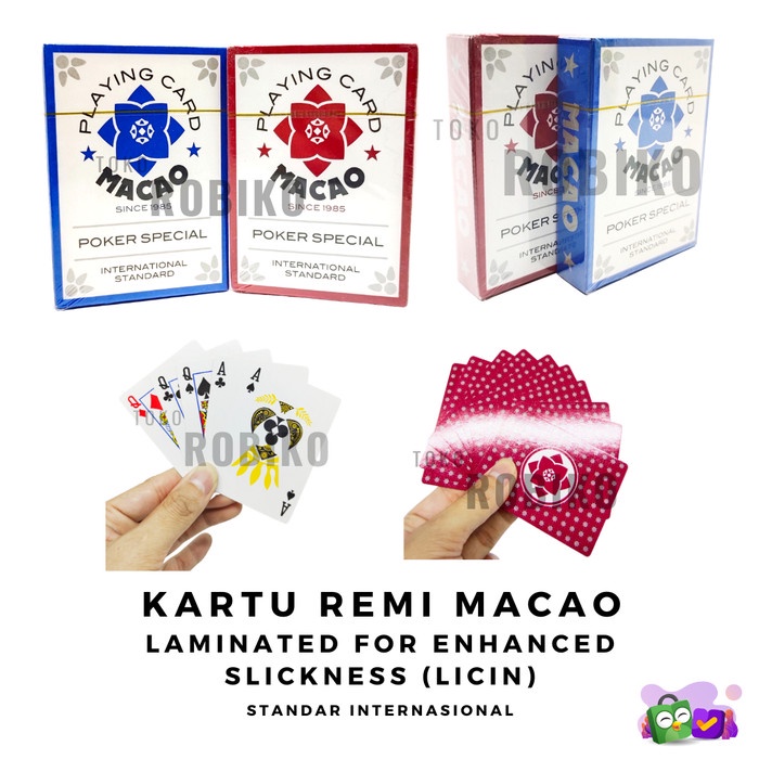 MERAH Te954.pu Macao Playing Cards - Coated (Slippery, Glossy, Slick ...