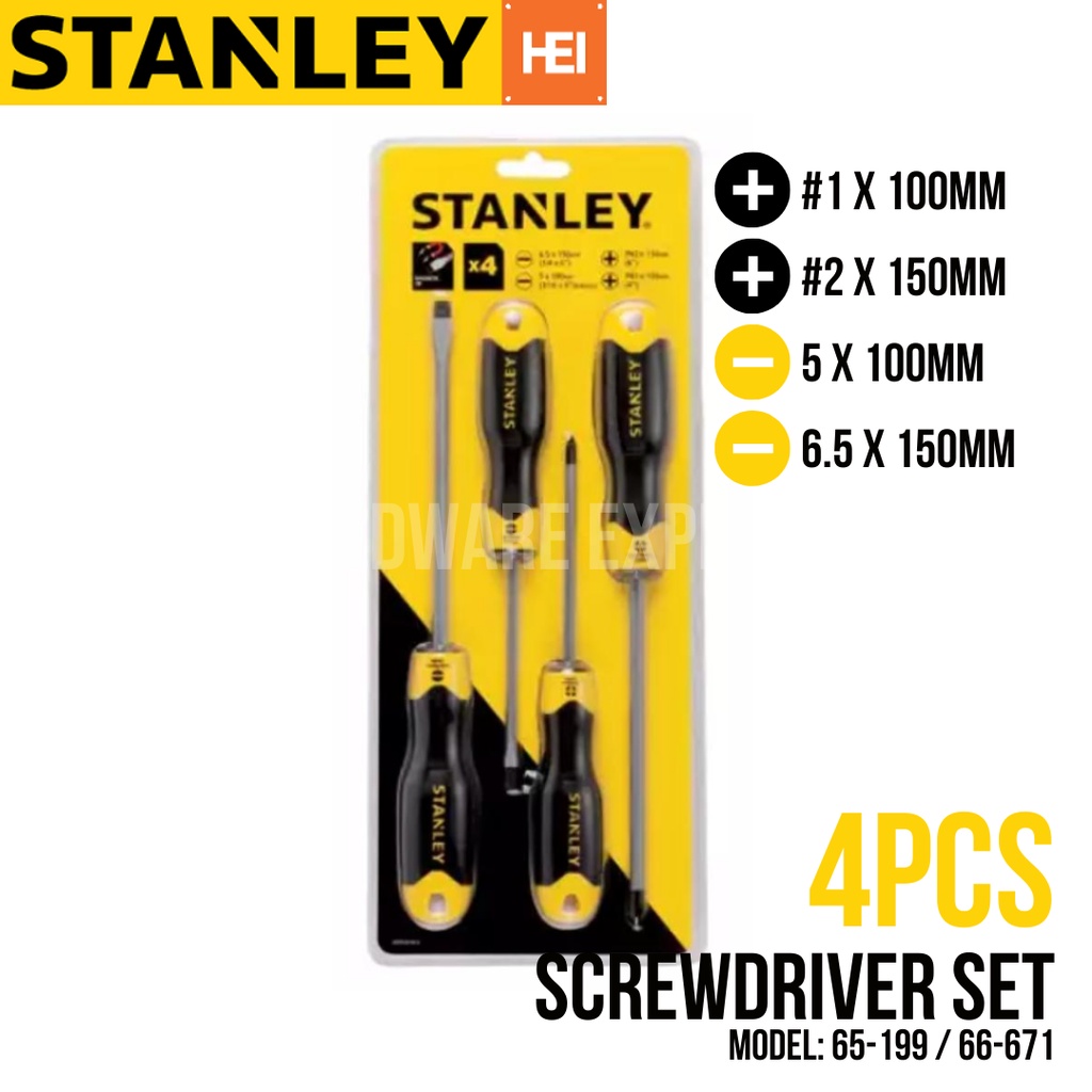 STANLEY Flat Phillips Screwdriver Set 2, 4, 6, 6 w/ tester, 8 piece set ...