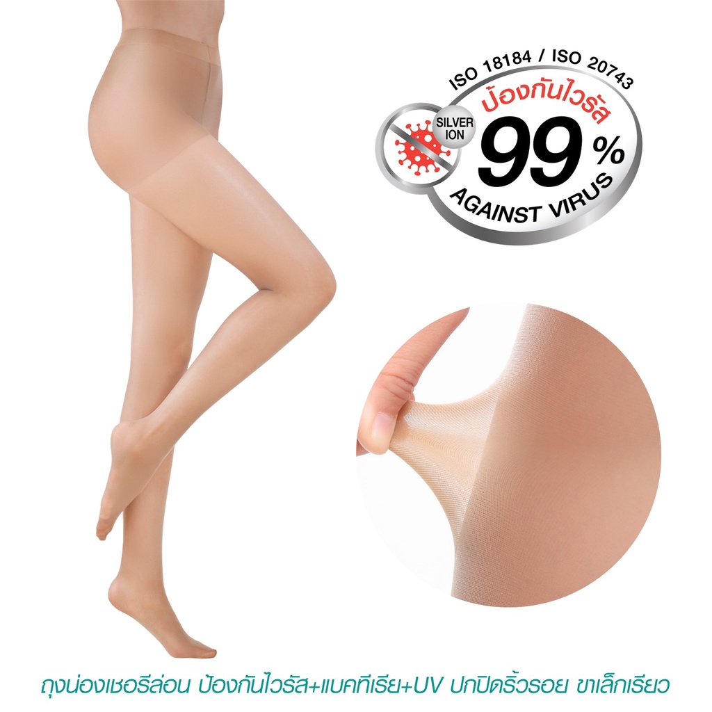 Cherilon Cherry Nylon Pantyhose Support Meat Prevent Covid Virus + Bacteria + Musty Smell + Uv ...