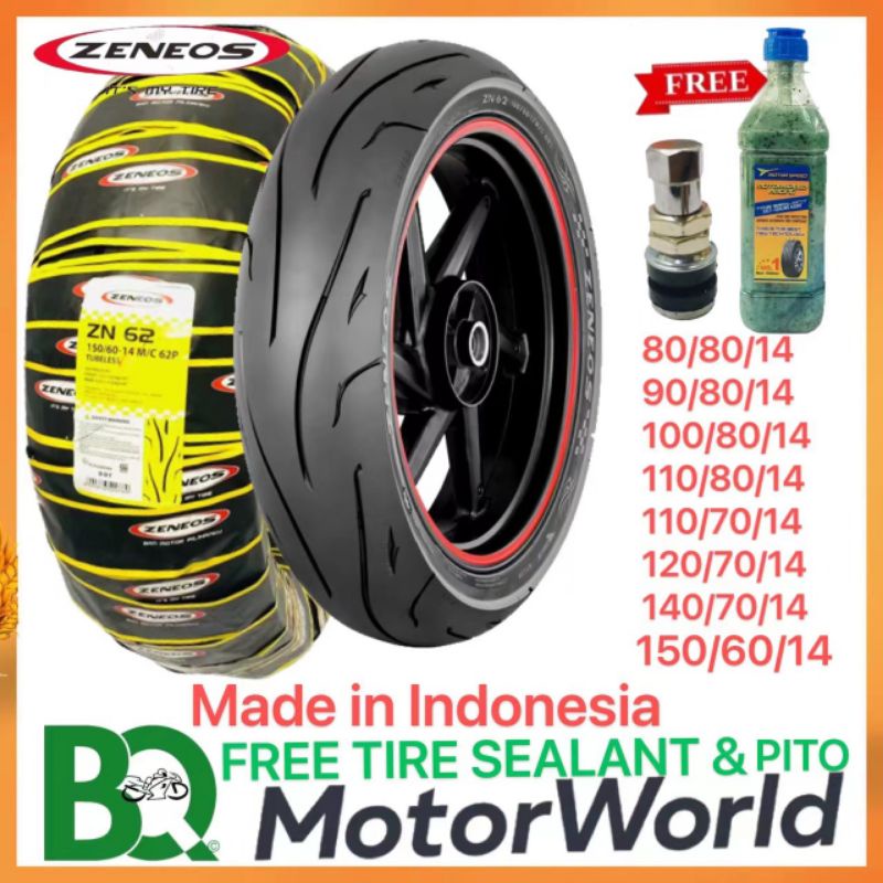 ZENEOS ZN62 MOTORCYCLE FREE TIRE SEALANT & PITO TIRE GULONG TUBELESS 80 ...