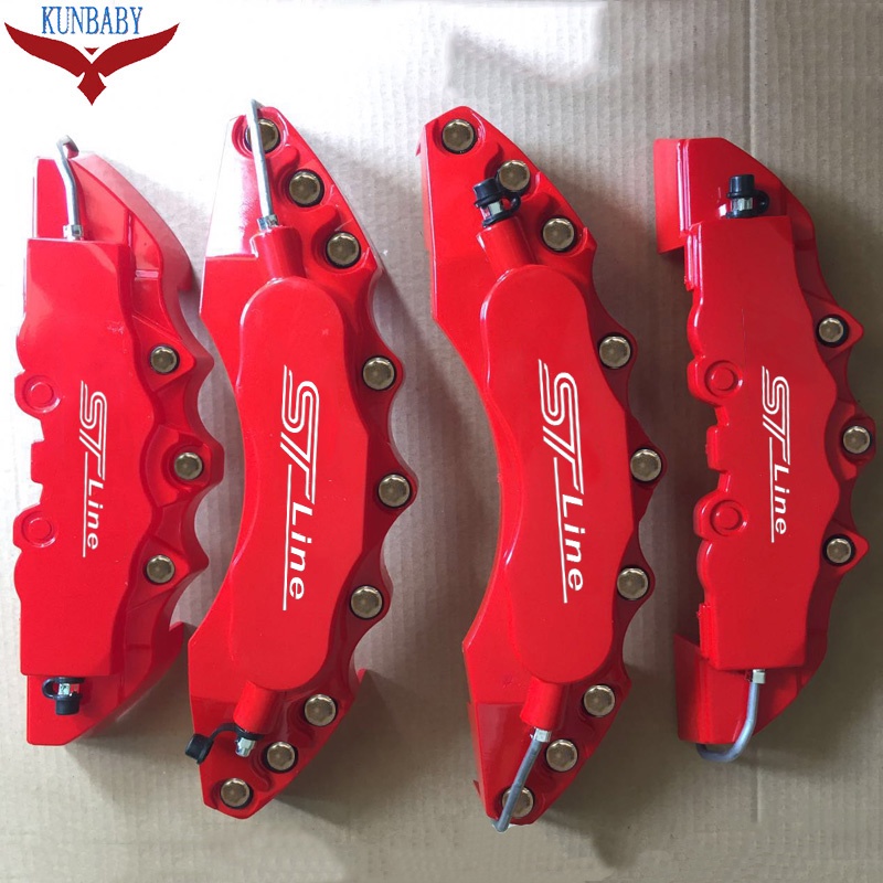 White ST-Line Sticker Logos Brake Caliper Cover In Silver Screw Front ...