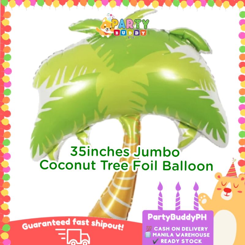 35" JUMBO Coconut Tree Palm Tree BIG Foil Balloon Summer Fruitty Party ...