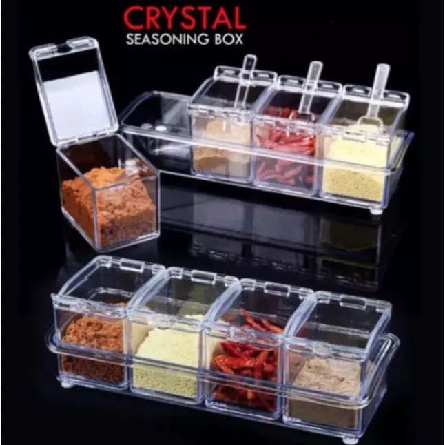 Crystal Clear Seasoning Box Acrylic Spice Rack Storage Container ...