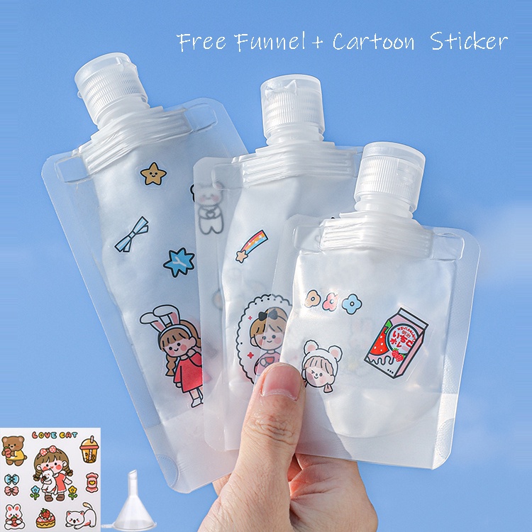 30/50/100ML Cartoon Cute Lotion Bottle Dispenser Bag /Travel Reusable ...