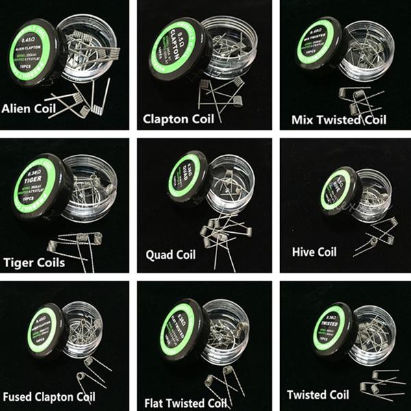 10Pcs/Box Prebuild Coil Wire for RDA RTA RBA Alien Clapton Flat Twisted ...