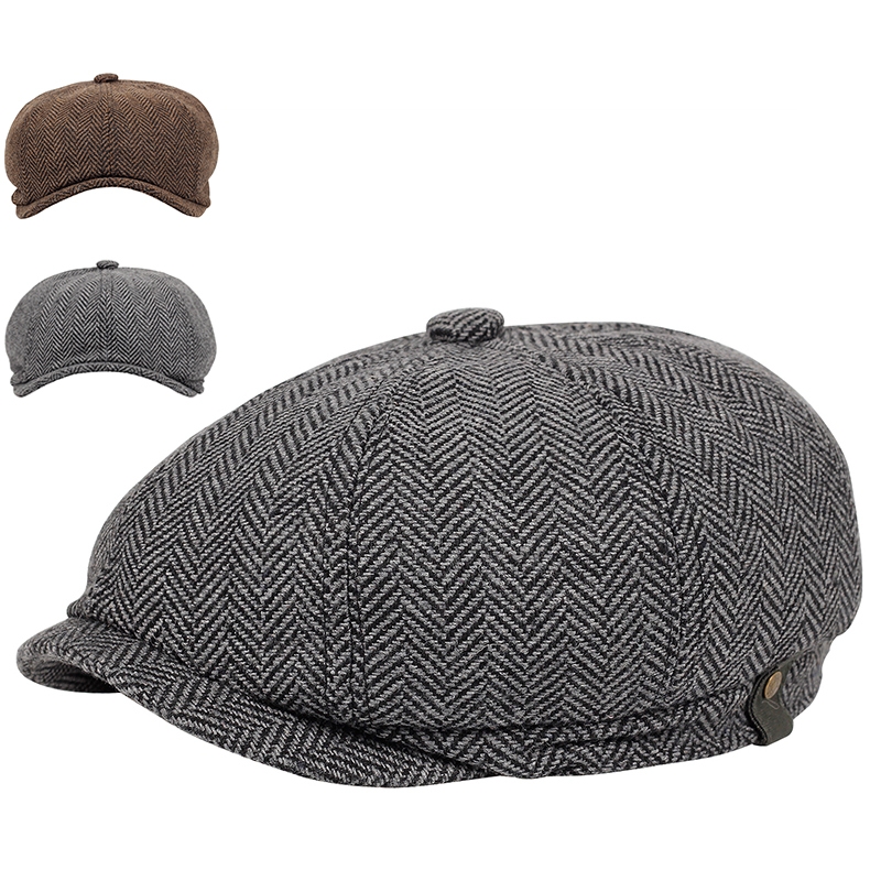 Mens Wool Newsboy Cap Fitted Winter Irish Flat Cap Outdoor Warmth Taxi ...