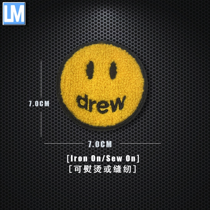 DREW House Yellow Smiling Face Embroidered Clothing Accessories Patches ...