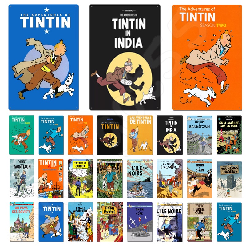 comic the adventures of tintin poster Cartoon Classic Vintage Club ...
