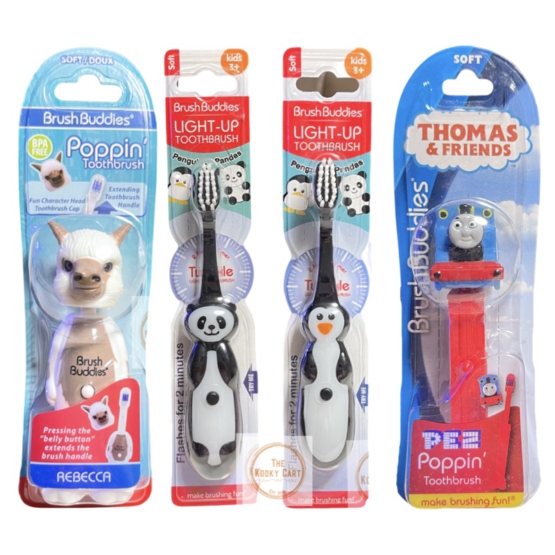 Brush Buddies Kids Toothbrush Soft (Light up / Pez) Llama Panda Penguin ...