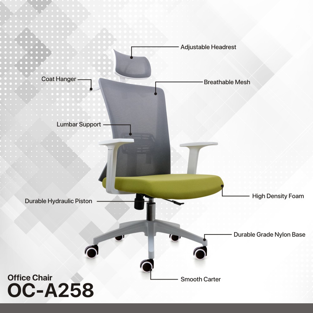 Fantech OC-A258 Office Chair Comfortable Adjustable Headrest Breathable ...