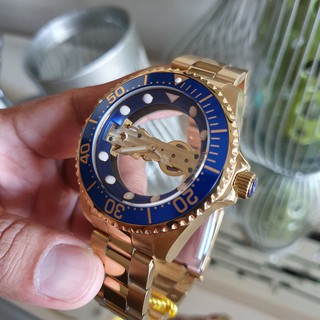 Invicta 24695 Pro Diver Mechanical with Gold Bridge Rotating Blue Top ...