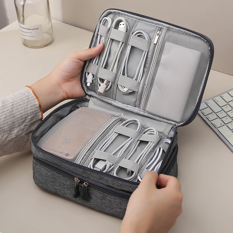 Double-layer travel multifunctional digital bag storage bag cationic ...