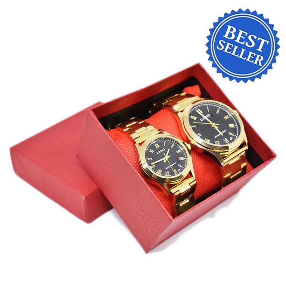 Casio CGBD002 Roman Numeral Gold Black Dial Watch For Couple (Free Box ...