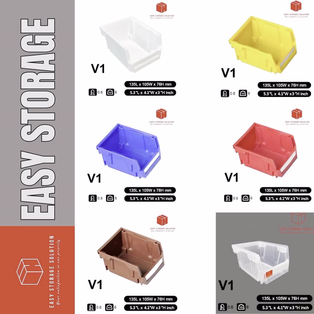 V-SERIES BUNDLE HEAVY DUTY STACKABLE BINS ORGANIZER BY EASYSTORAGE ...