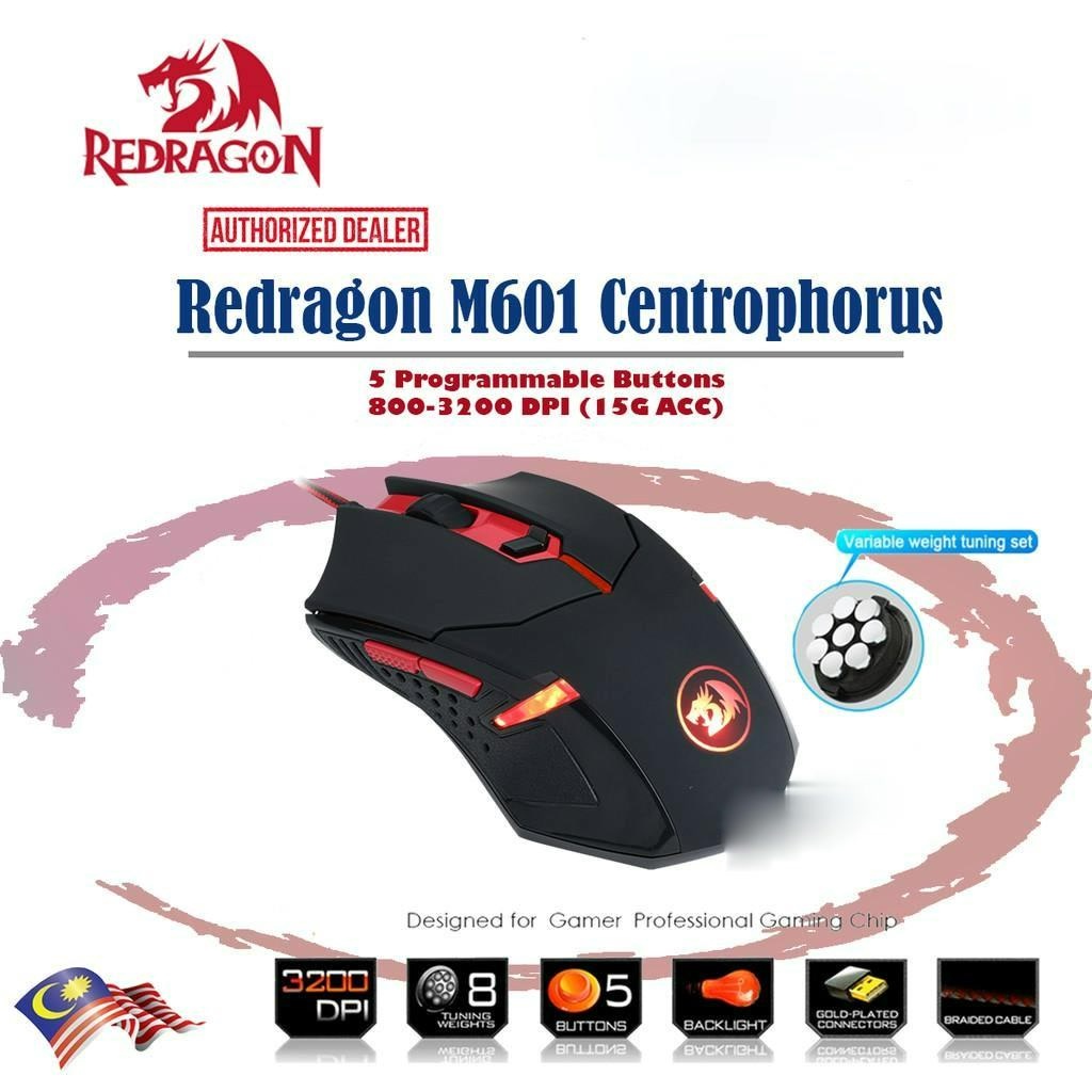 Redragon M601 -3 CENTROPHORUS 3200 DPI Gaming Mouse | Shopee Philippines