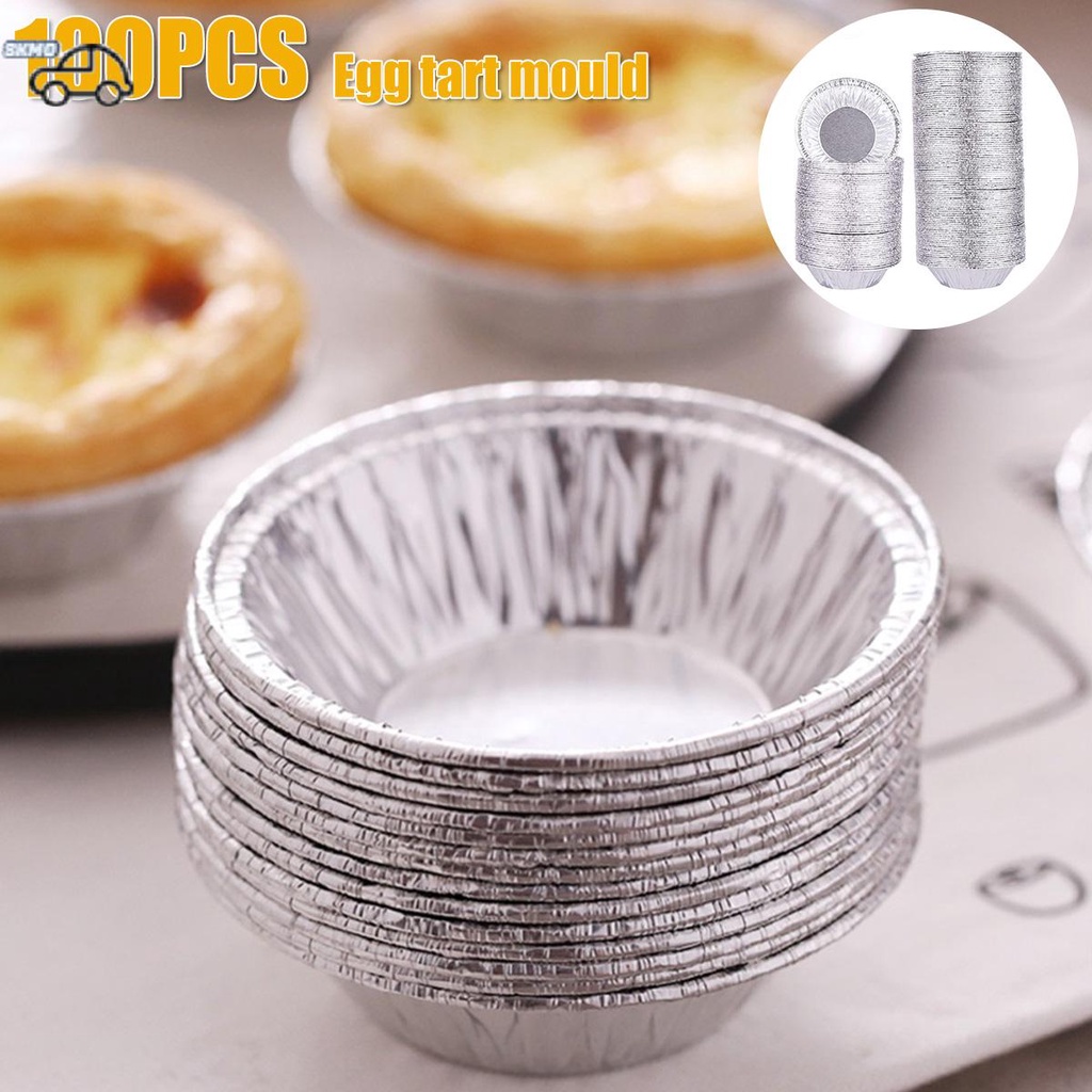 100Pcs Egg Tart Molds Food Grade Aluminum Foil Egg Tart Pan Mini Round ...