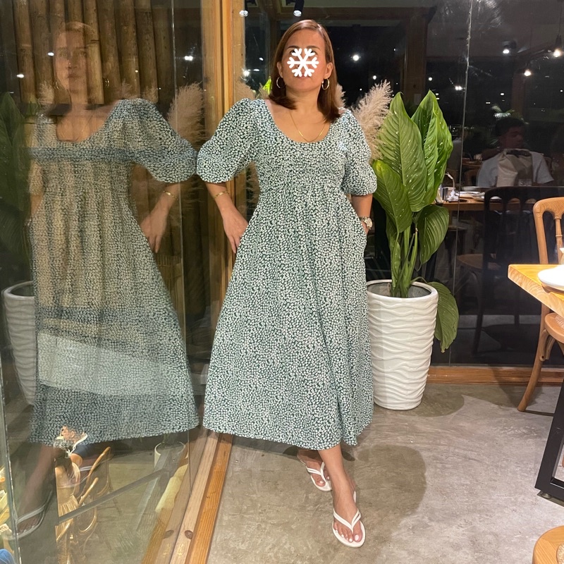 BKK RONNA SMOCK DRESS LONG DRESS 3/4 SLEEVE | Shopee Philippines