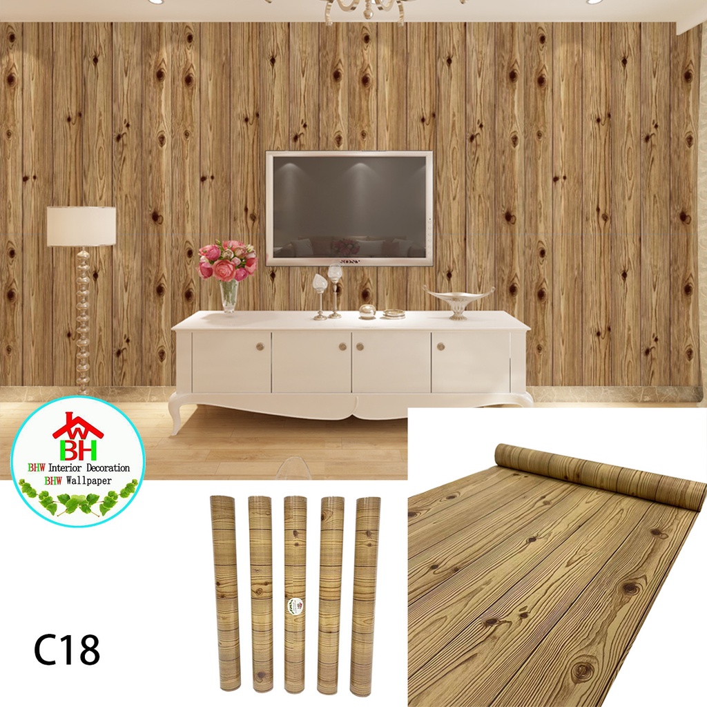 BHW Wallpaper Wood Design PVC Waterproof Self Adhesive Wall Paper ...