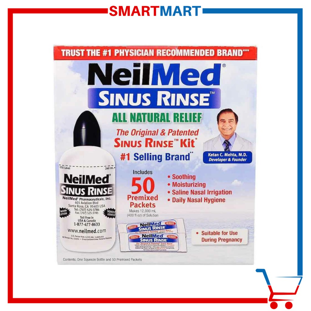 NeilMed Sinus Rinse Kit 50 Premixed Packets and 1 Rinse Bottle | Shopee ...