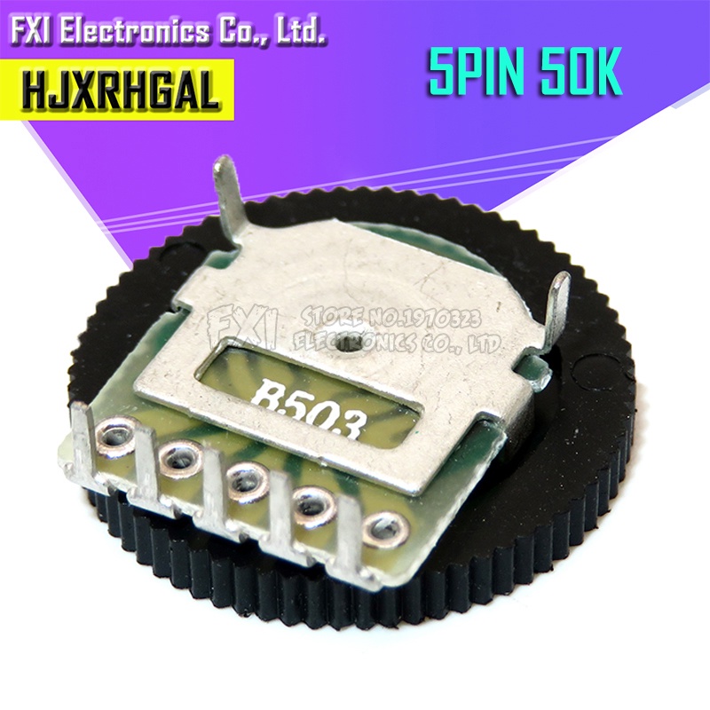 5pcs Double Gear tuning potentiometer B503 50K 5Pin 16*2mm Dial ...