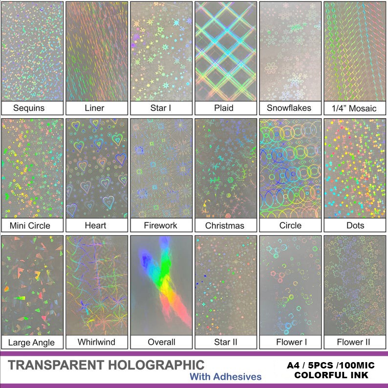 (20PCS I PACK) K&E Hologram Photo Top Cold Laminating Film Sticker A4 ...