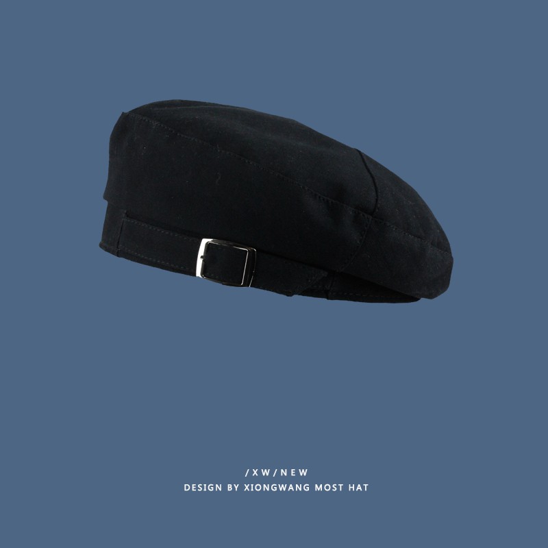 Spring new handsome beret women French western pure color beret painter ...