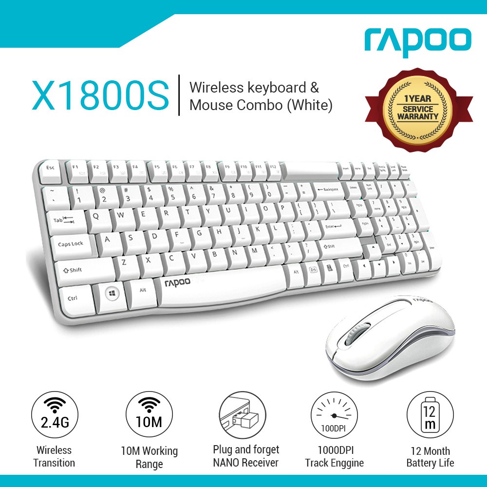 Rapoo X1800 PRO Wireless Keyboard and Mouse Ergonomic 2.4G | Shopee ...