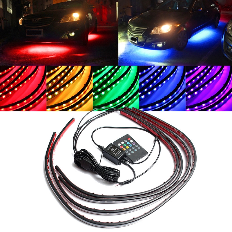 SEAHOUSE Hot for RGB LED Undercar Underbody Kit Neon Strip Under Car ...