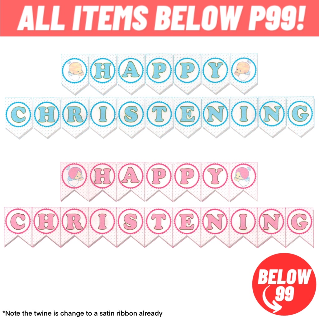 Happy Christening Banner Christening Party Needs Baby Baptismal Banner ...