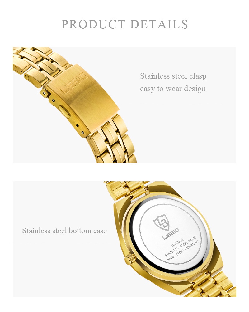 LIEBIG Women Couple Watch Casual Fashion Dual Display Stainless Steel ...