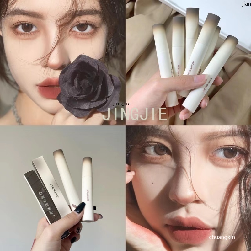 Herorange Round Tube Brown Gradient Lip Glaze Velvet Matte Long Lasting ...