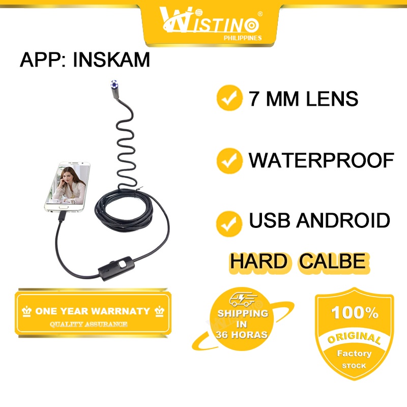 Wistino 7mm Lens Endoscope Soft Cable Mini Smartphone Camera Android HD ...