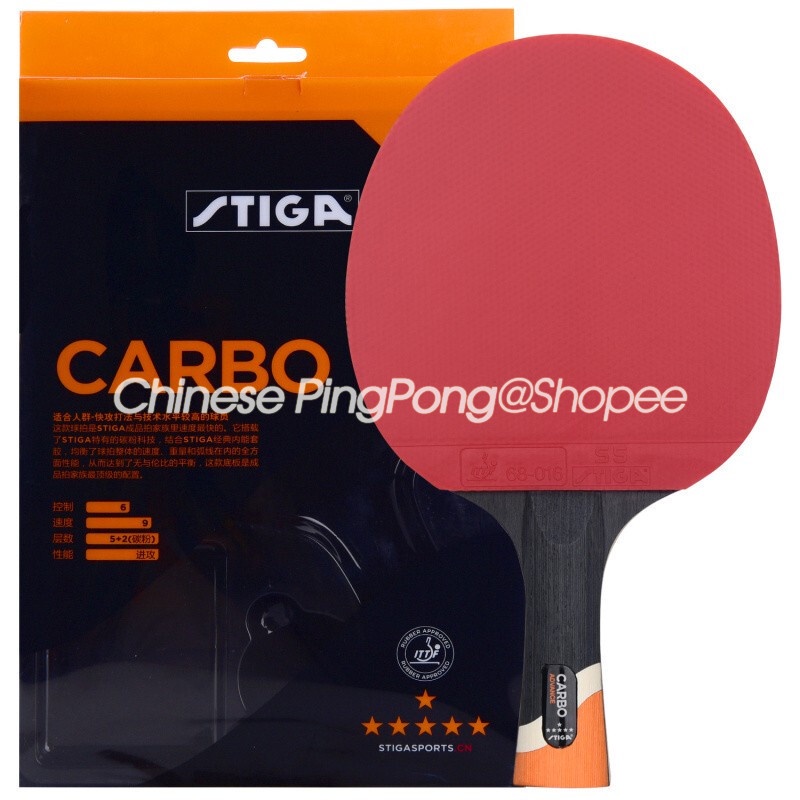 Original STIGA 6-Star Table Tennis Racket with Rubber 6 STAR Carbon ...