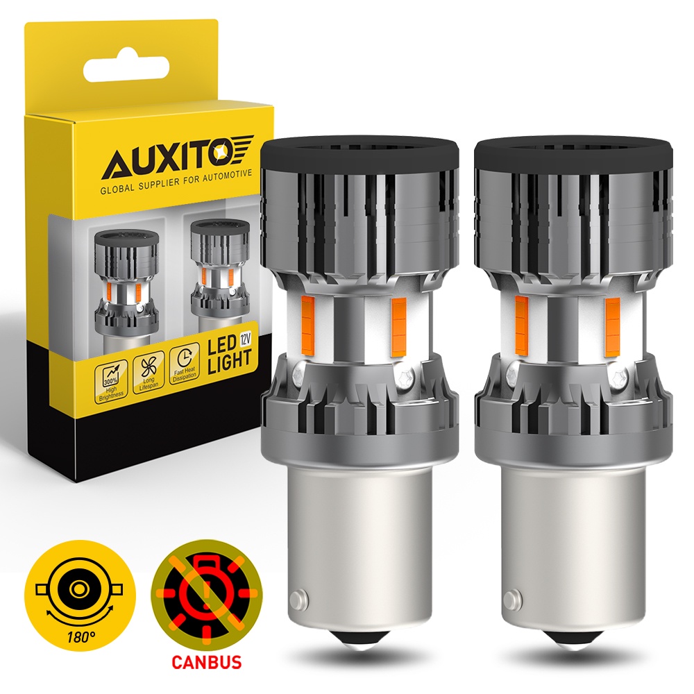 AUXITO 2Pcs No Hyper Flash 1156 P21W Ba15S Bau15S Py21W Led Bulb 1800Lm Turn Signal Light No ...