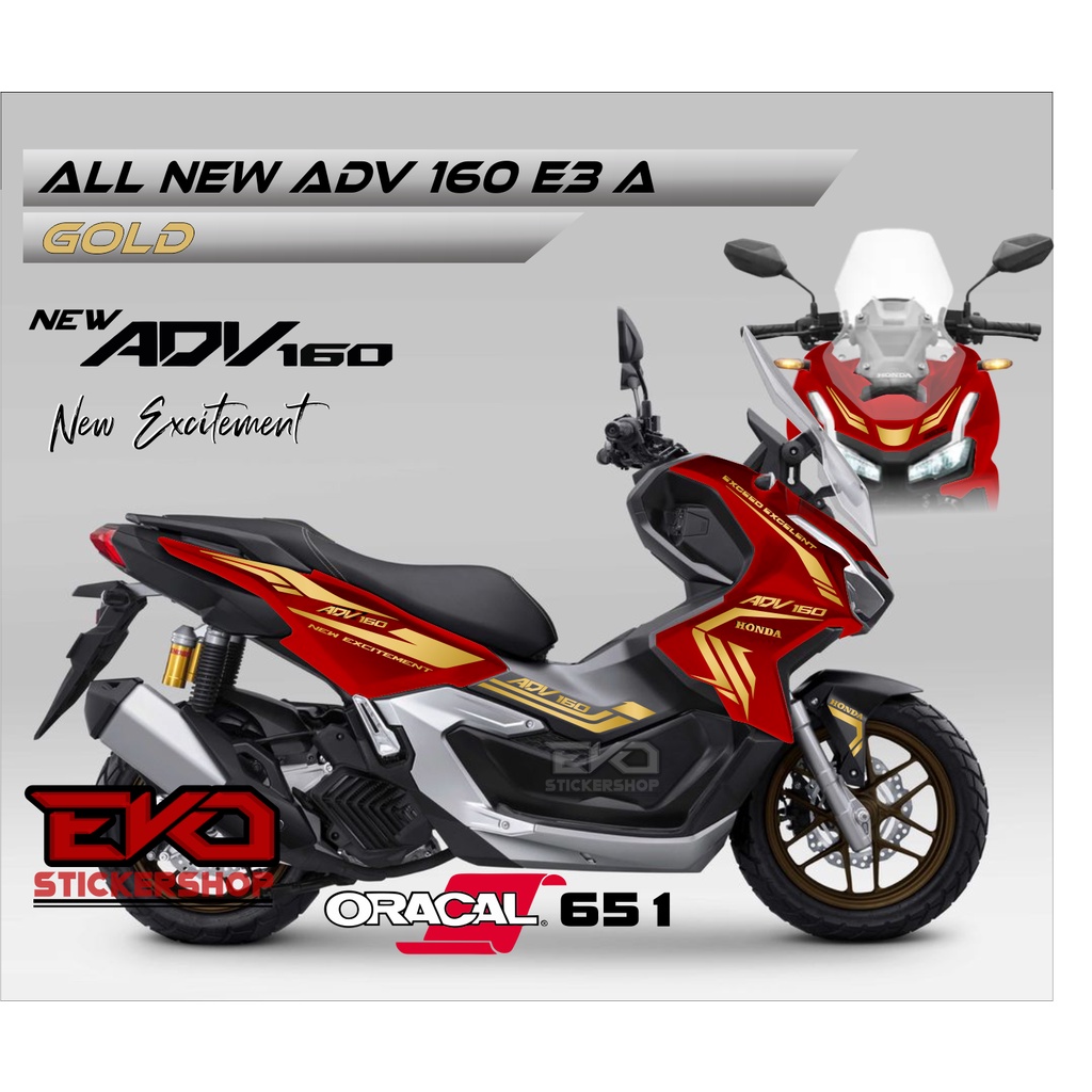 MERAH Sticker HONDA ADV 160 Red cutting Sticker Gold Silver E3 | Shopee ...