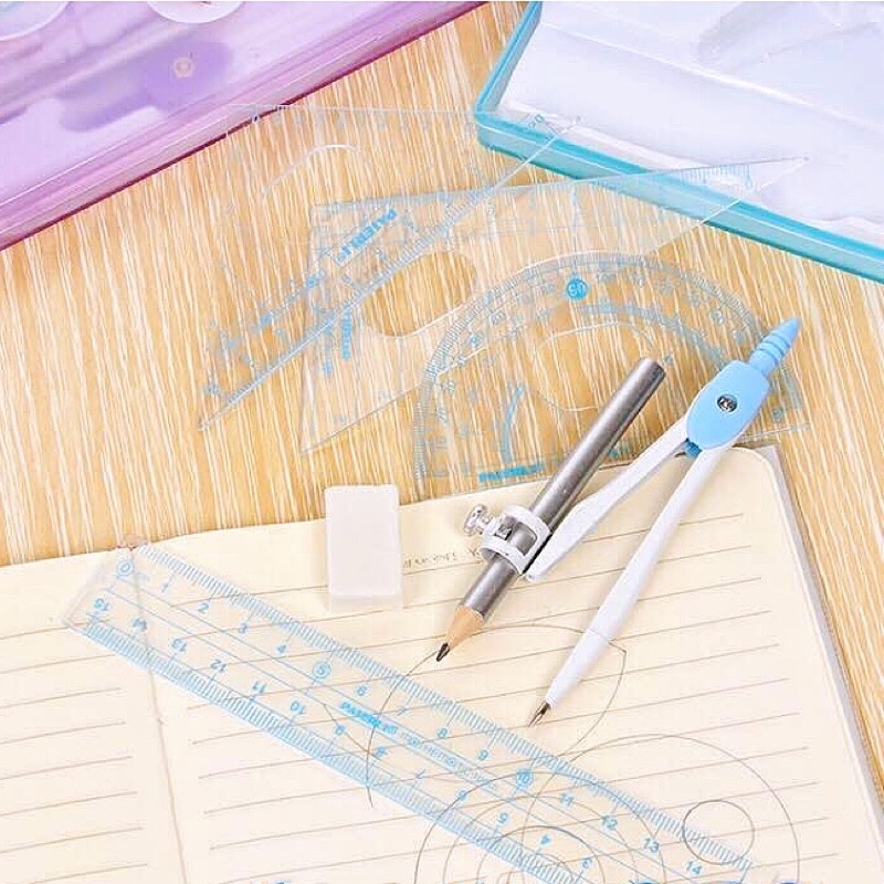 7 in 1 Compass set with pencil and eraser ruler set school supplies ...