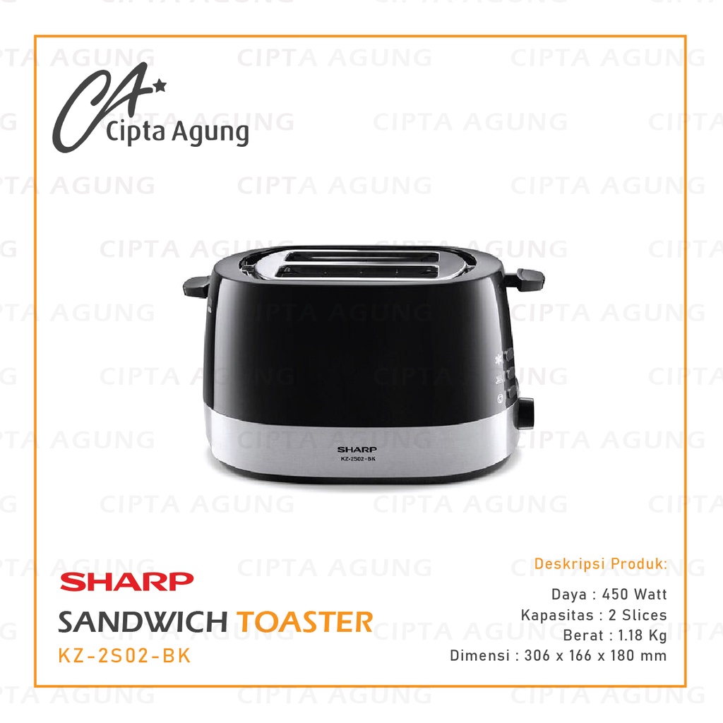 Pop UP SANDWICH TOASTER SHARP KZ-2S02-BK KZ 2S02 BK POP-UP TOASTER ...