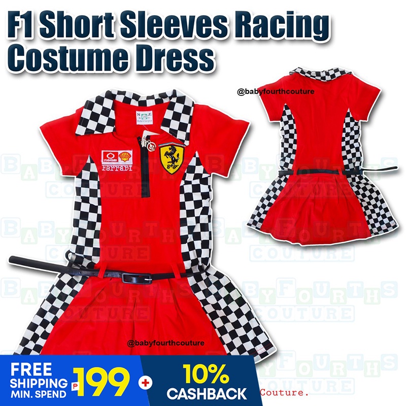 BFCM Kids Red Formula 1 Car Racing Driver Ferrari Short Sleeves Costume ...