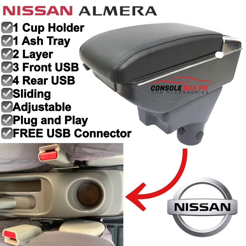 Almera Car Armrest Console Box 2011-2021 | Shopee Philippines