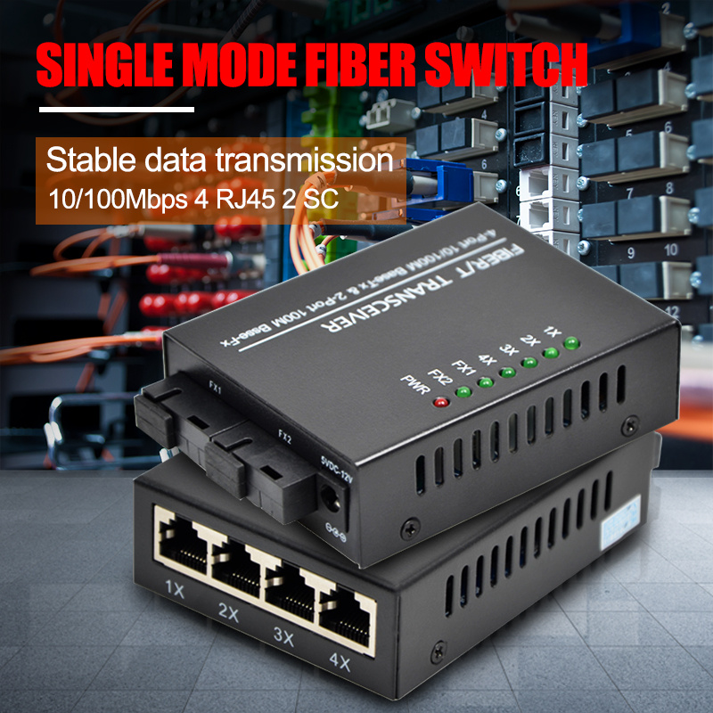Fiber Converter 10/100/1000Mbps 4RJ45 2F4E Ethernet Switch Optical ...