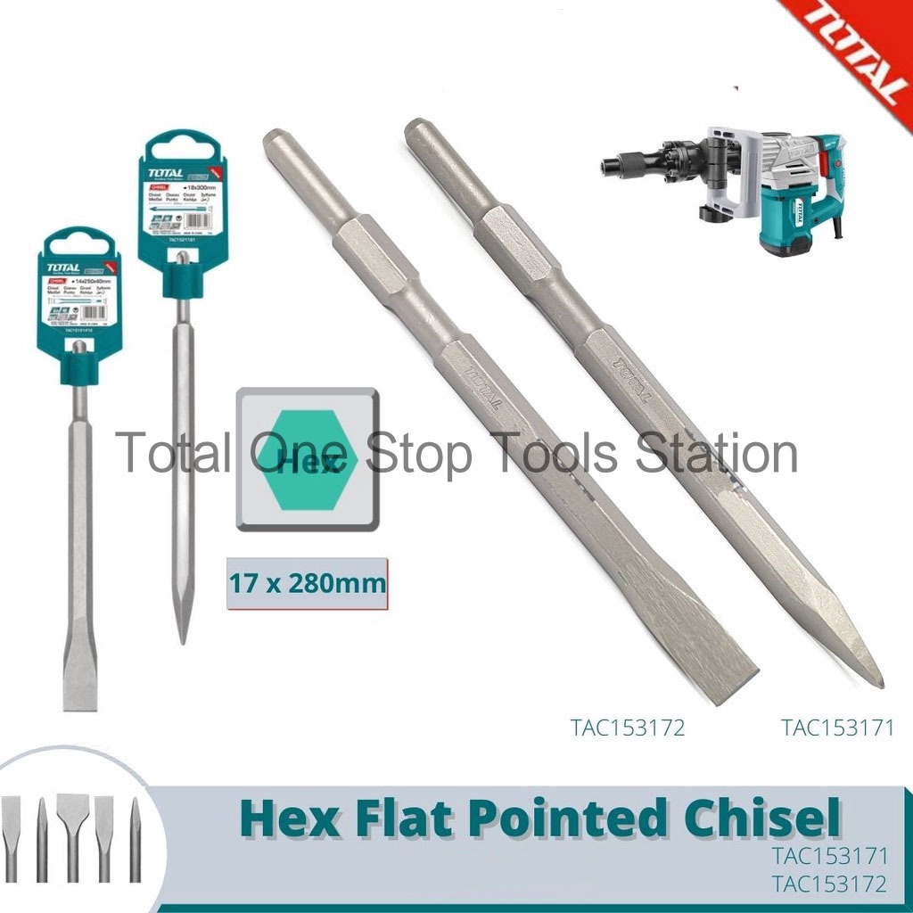 TOTAL Premium Industrial TOOLS Hex chisel (demolition 1300w)Pointed ...