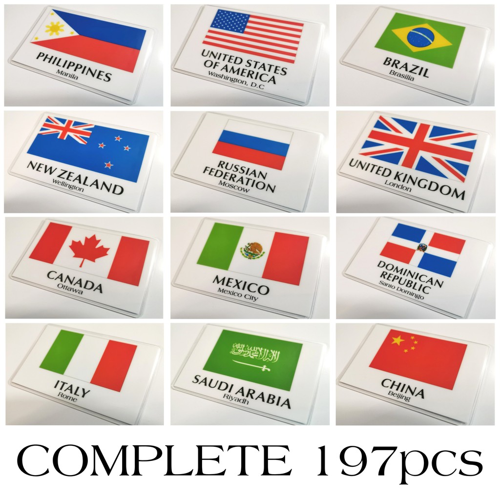 Flags of The World with Capitals Flash Card Laminated 198pcs Complete ...