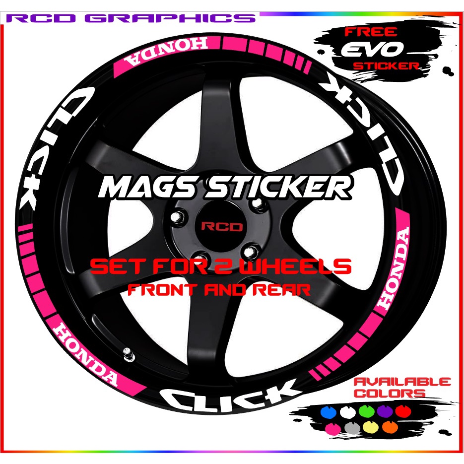 Honda click mags sticker fit all version 125 /150 set front and rear 2 ...