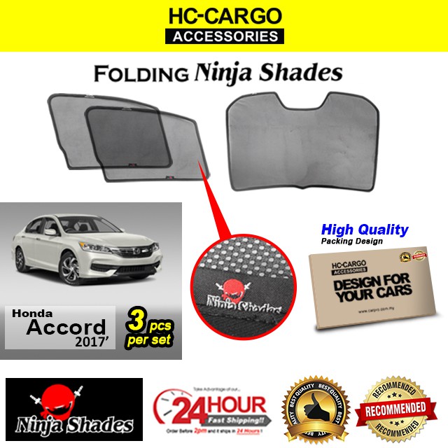 Honda Accord 2014 - 2017 Magnetic Ninja Shades Sunshade (3pcs) Ninja ...
