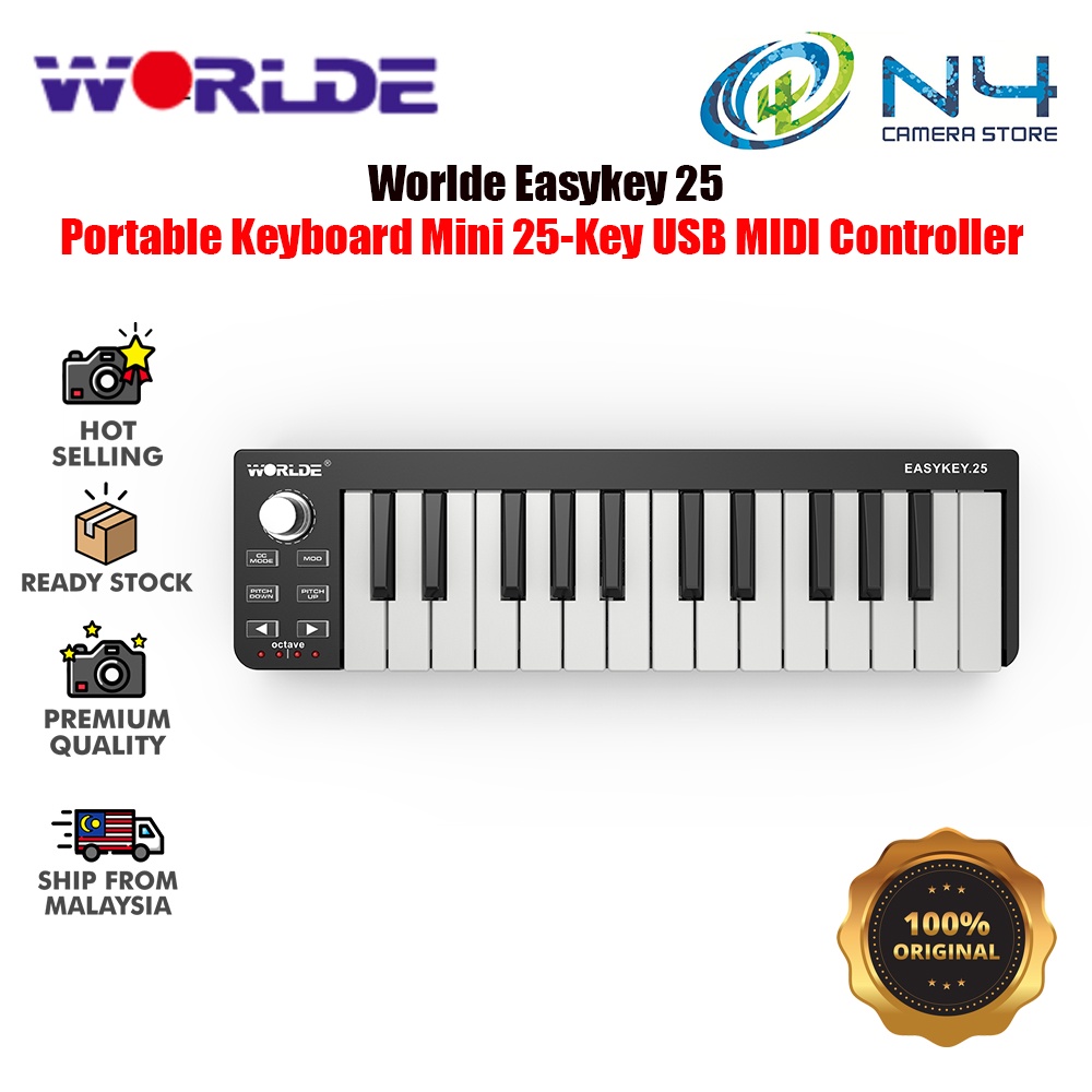 Worlde Easykey 25 Portable Keyboard Mini 25-Key USB MIDI Controller ...